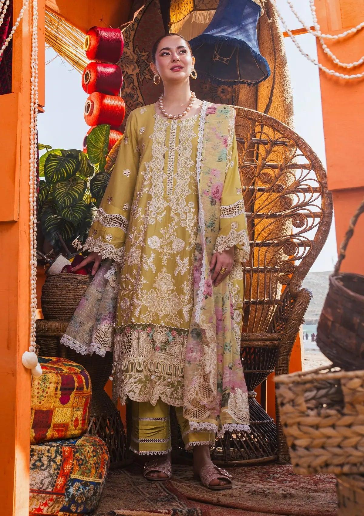 EHK-02B Nargis - Elaf Premium Luxury Embroidered Lawn Dress