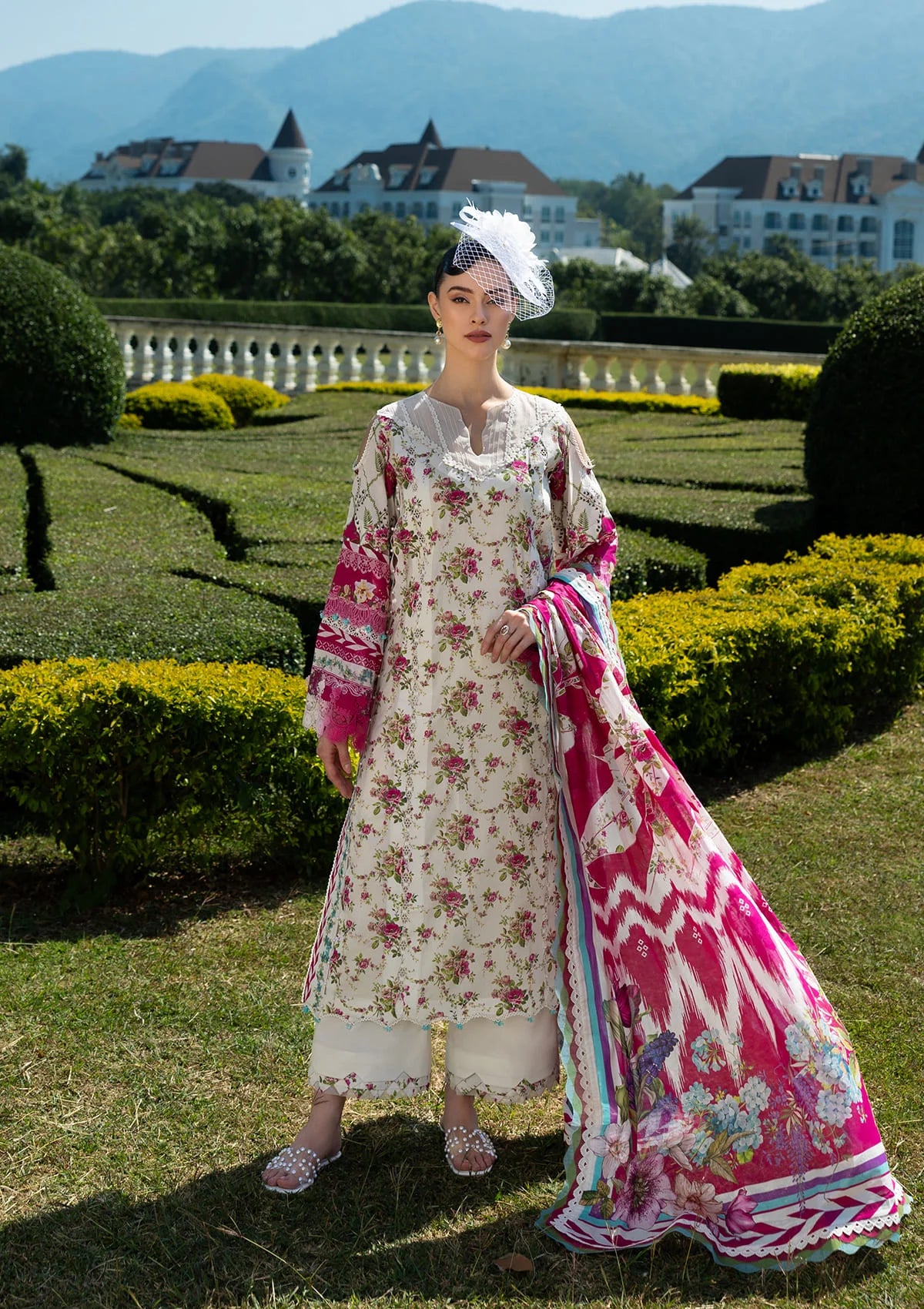 EPE-05A QUEEN GARNET - Elaf Premium Digital Printed Lawn Dress